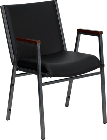 HUSKY Seating® Commercial Stack Chair with Overstuffed Black Vinyl Seat ...